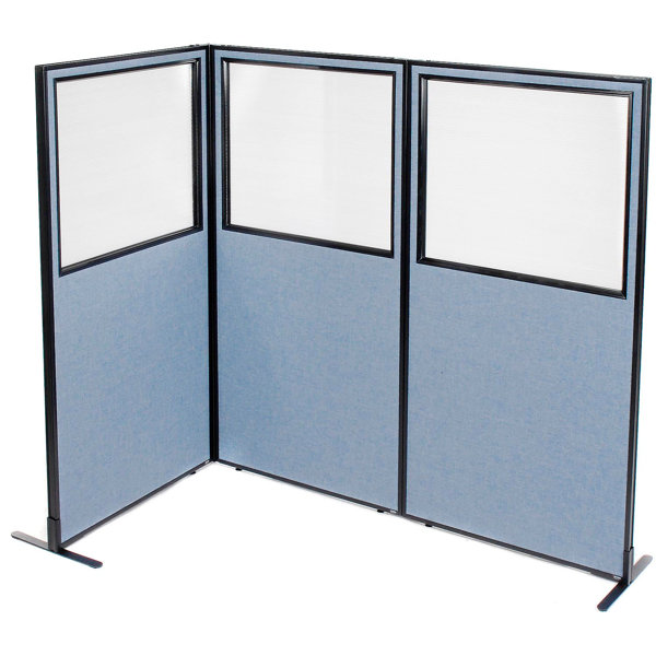 Interion Freestanding Gray 3-Panel Corner Room Divider With Partial ...