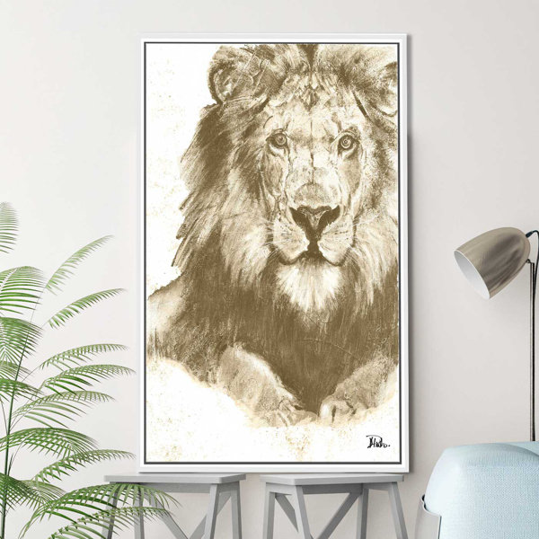 World Menagerie Muted Lion by Patricia Pinto - Print on Canvas | Wayfair