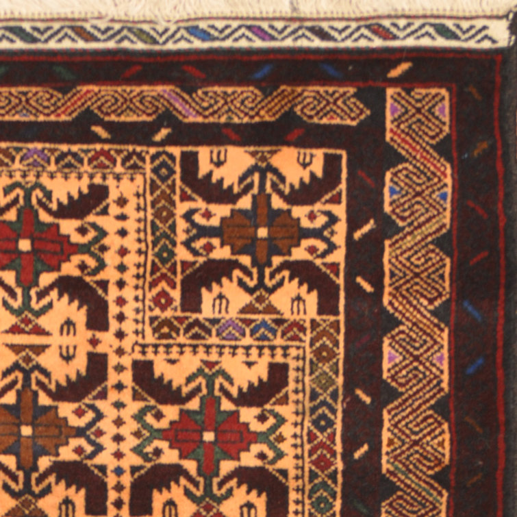 Bungalow Rose Handmade Hand-Knotted Wool Brown/Red Rug | Wayfair