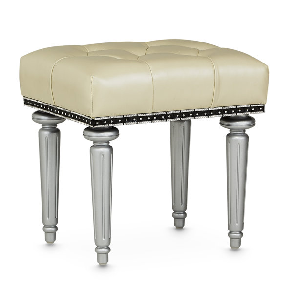 Michael Amini Solid + Manufactured Wood Accent Stool | Wayfair