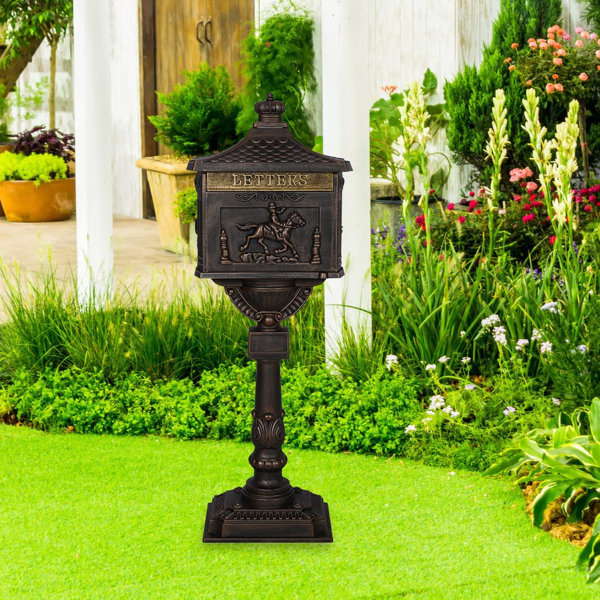 DKLGG Retro Mid-Century Aluminum Cast Mailbox With Post And Keys ...