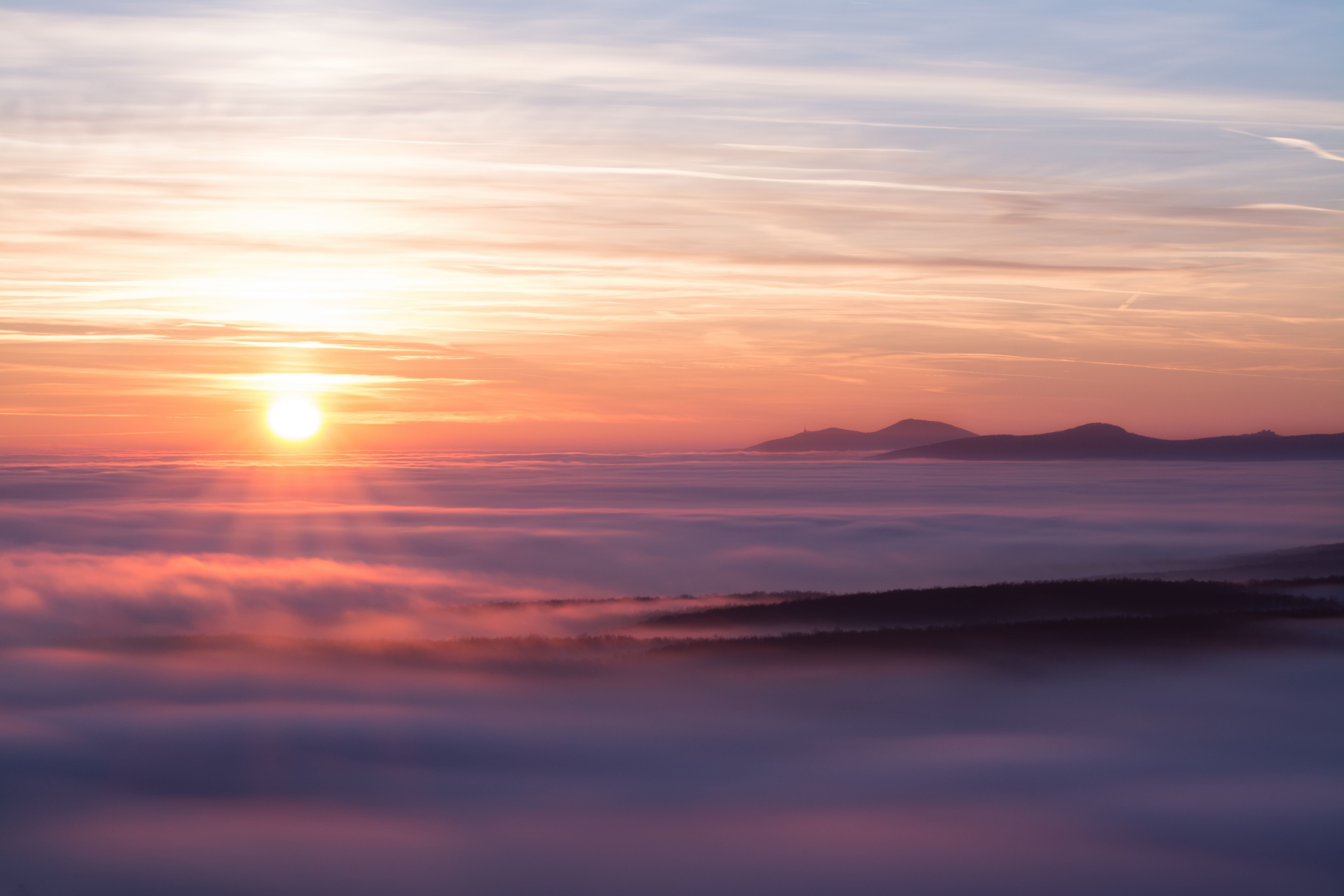 Ebern Designs Darith Foggy Sunset On Canvas Photograph | Wayfair