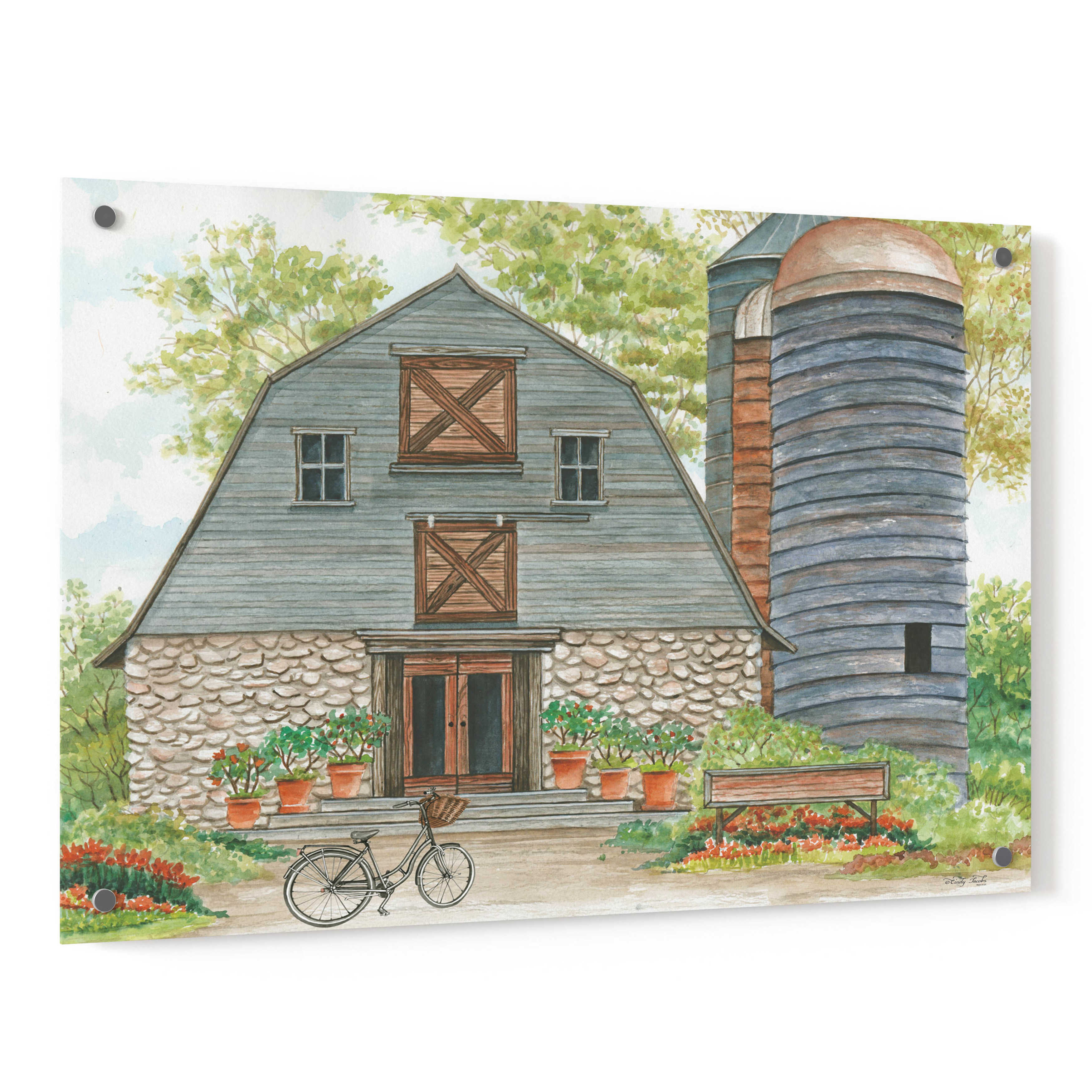 Gracie Oaks Bluebird Barn by - Unframed Print | Wayfair