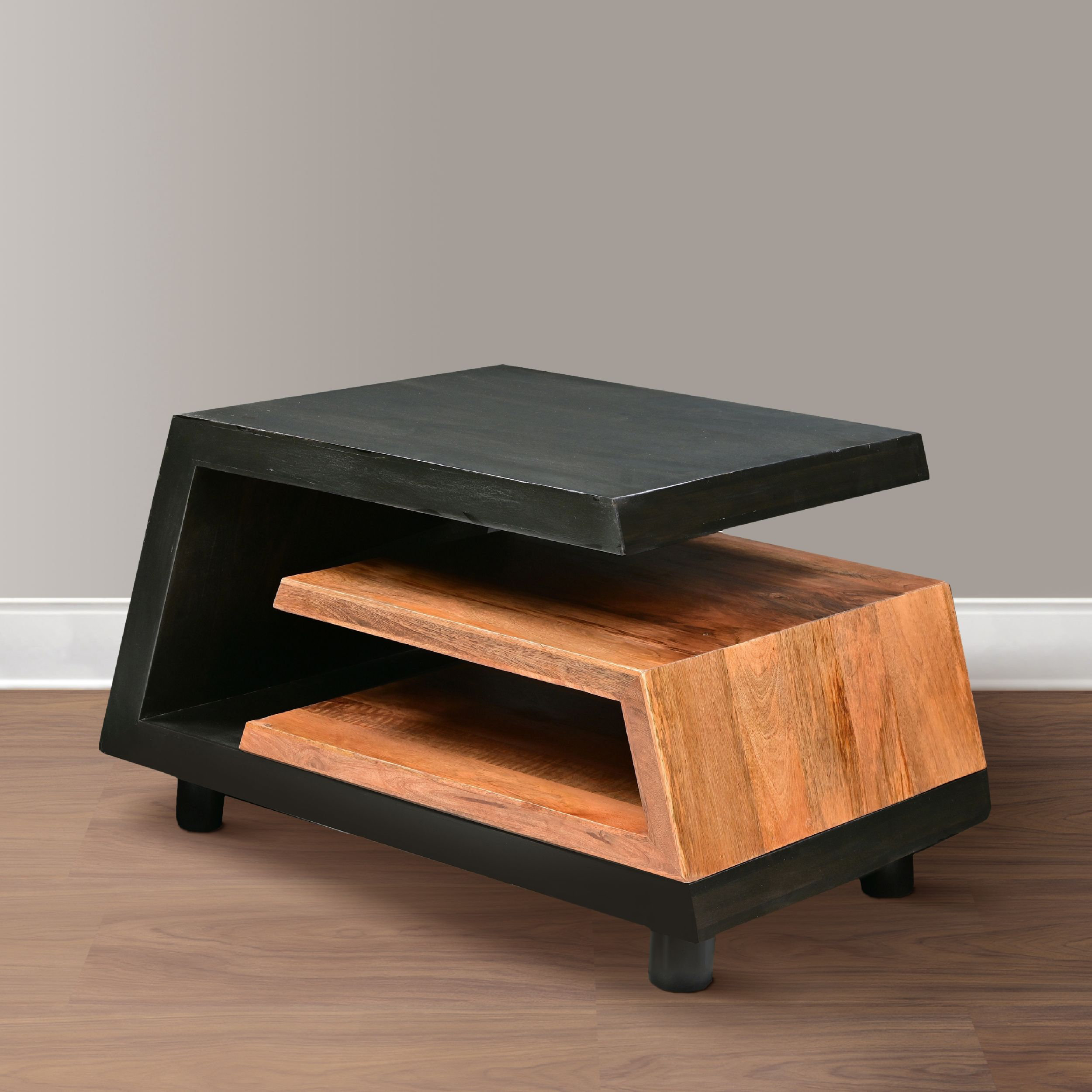 Loon Peak® 33 Inch Handcrafted Coffee Table, Geometric Dark Walnut And ...