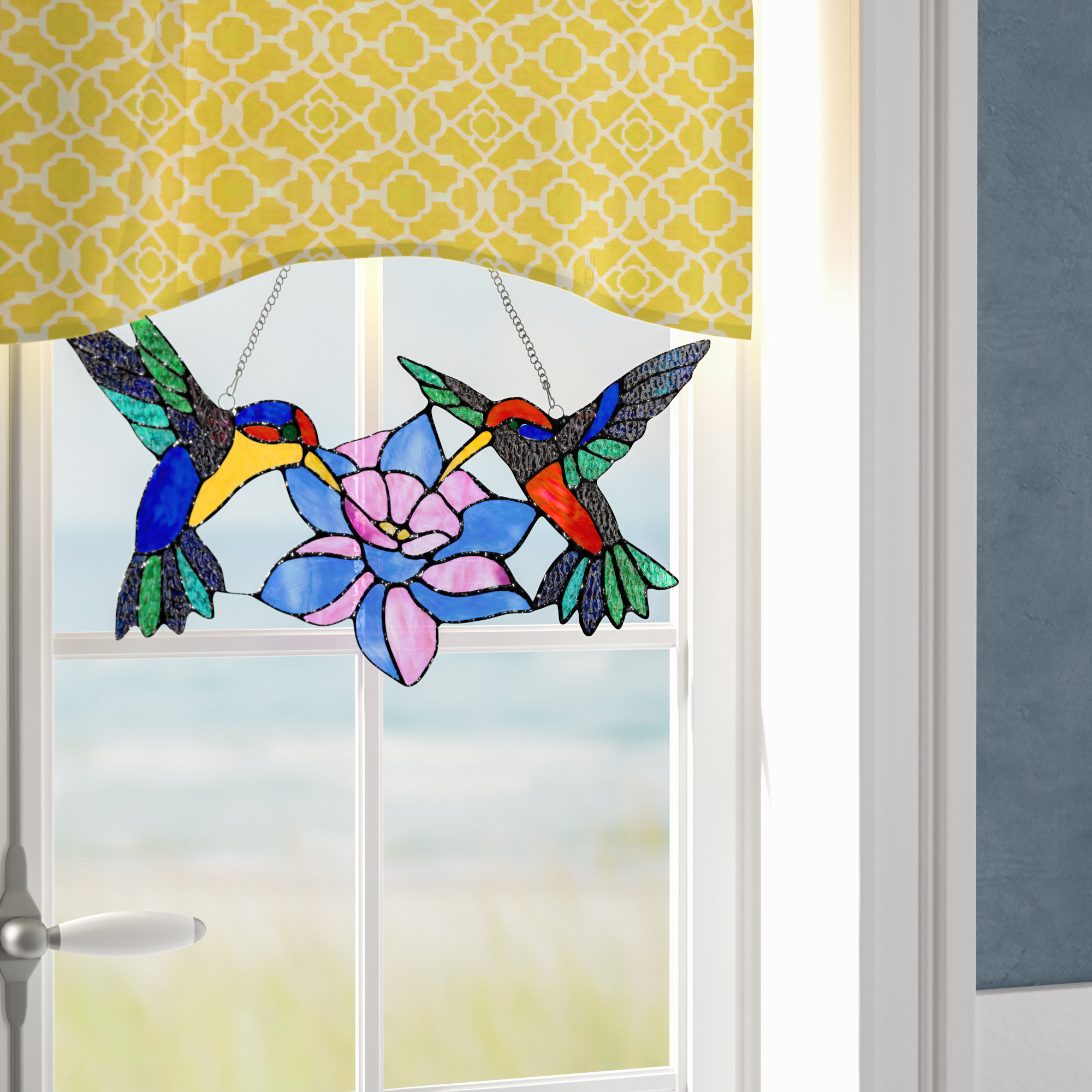 August Grove® Tiffany Glass Hummingbirds Window Panel & Reviews | Wayfair