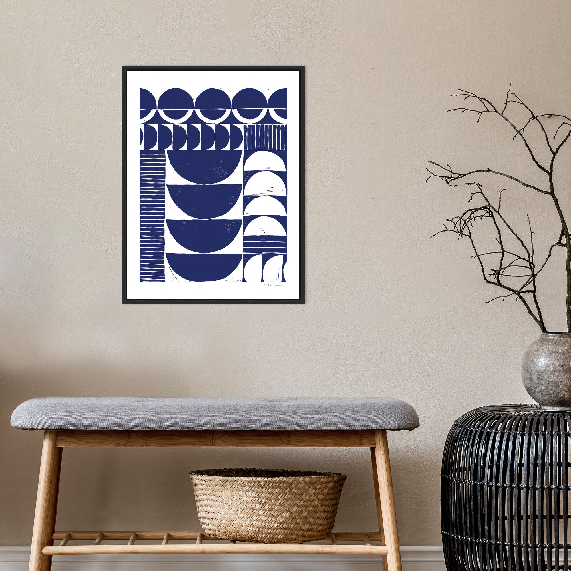 Orren Ellis Modern Circular Pattern Block Framed On Paper Print | Wayfair