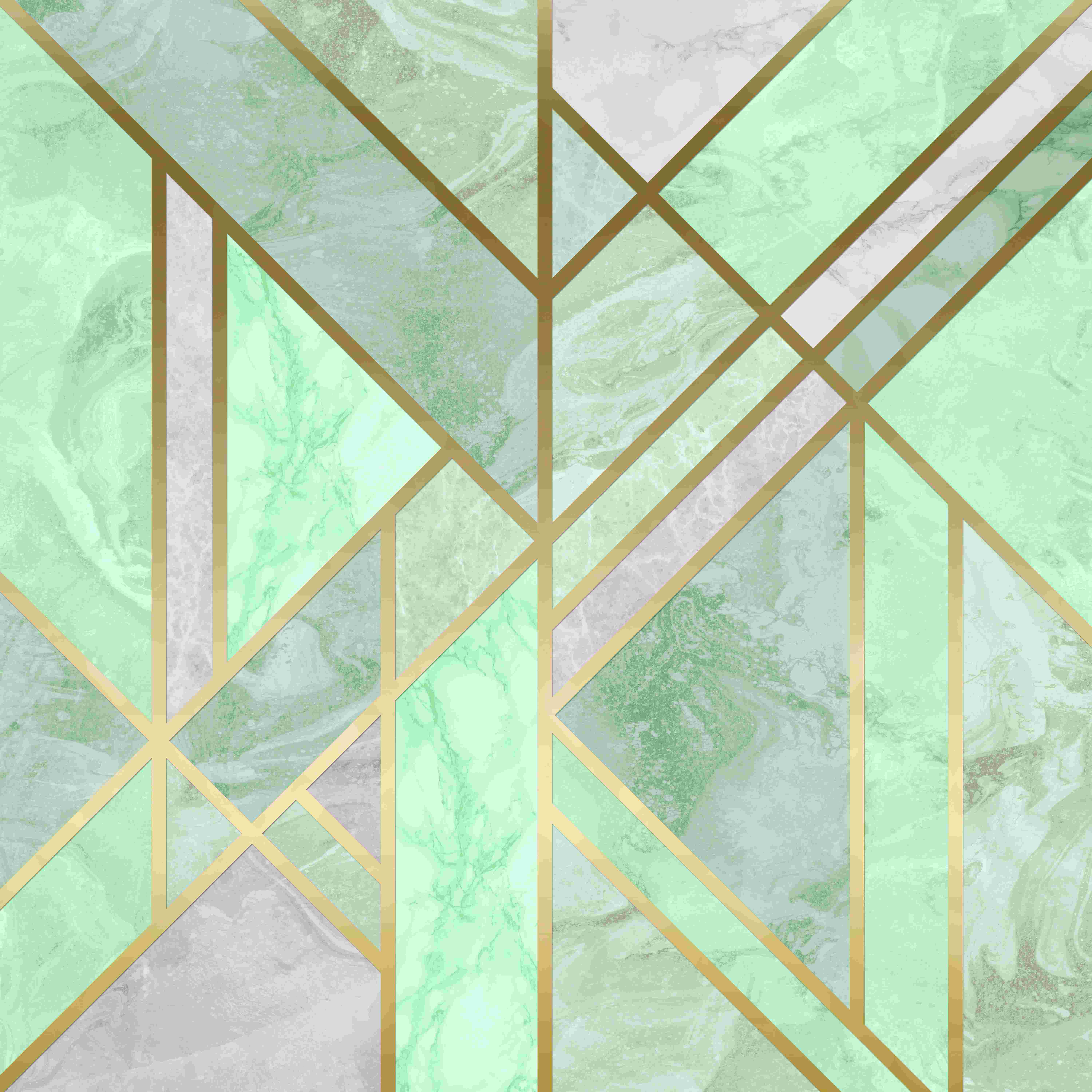 Mercer41 Blue Green Marble Geo Pattern - Wrapped Canvas Print | Wayfair