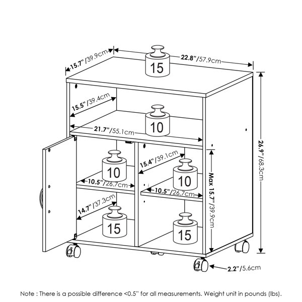 Furinno Econ Mobile Printer Stand with Door | Wayfair