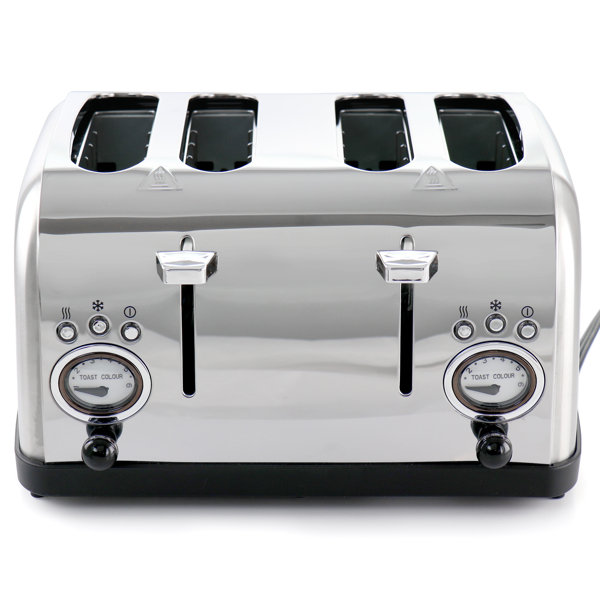 Megachef 4 Slice Wide Slot Toaster With Variable Browning In Black And ...