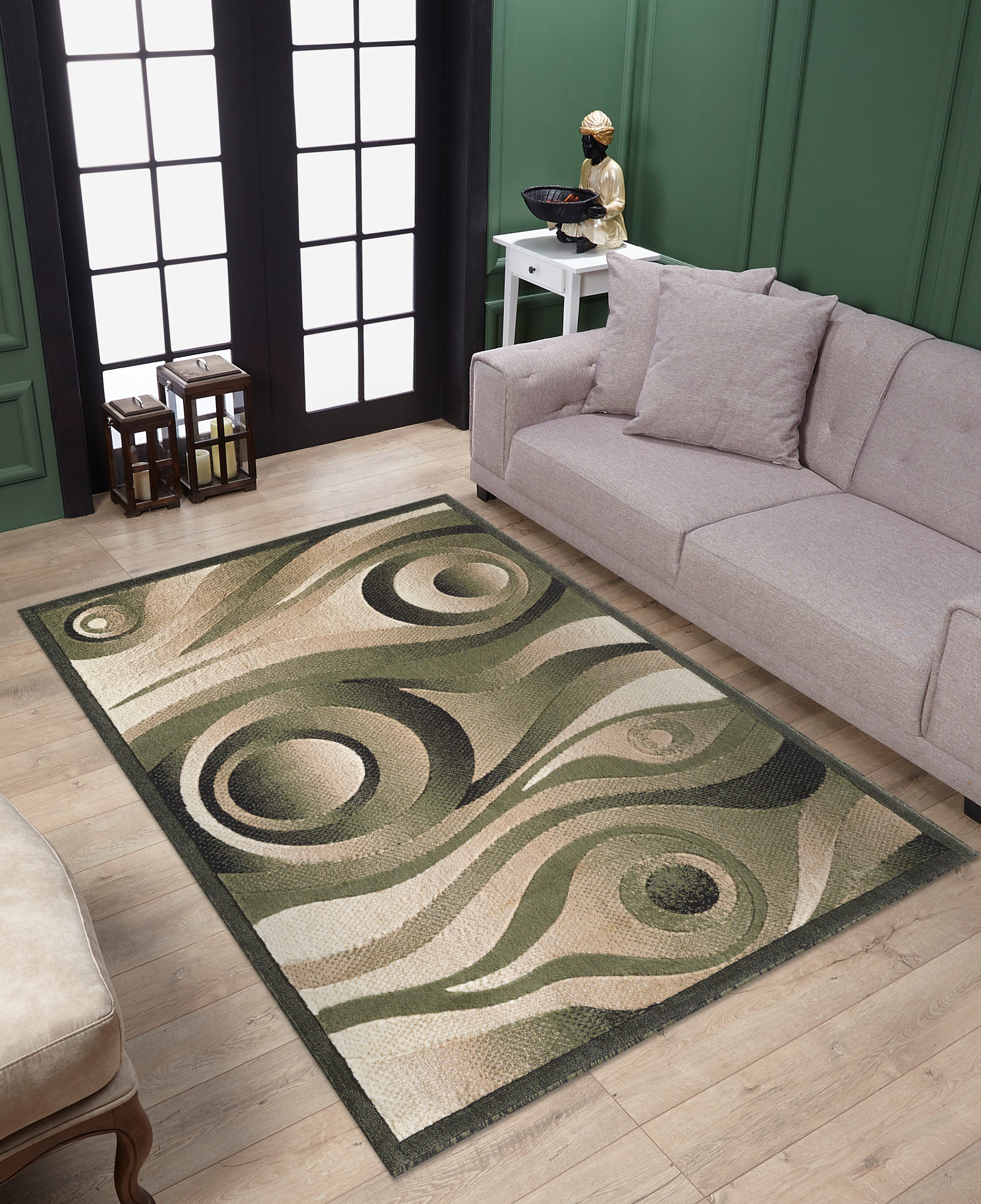 JENIN HOME FURNISHING Performance Green/Beige Rug | Wayfair