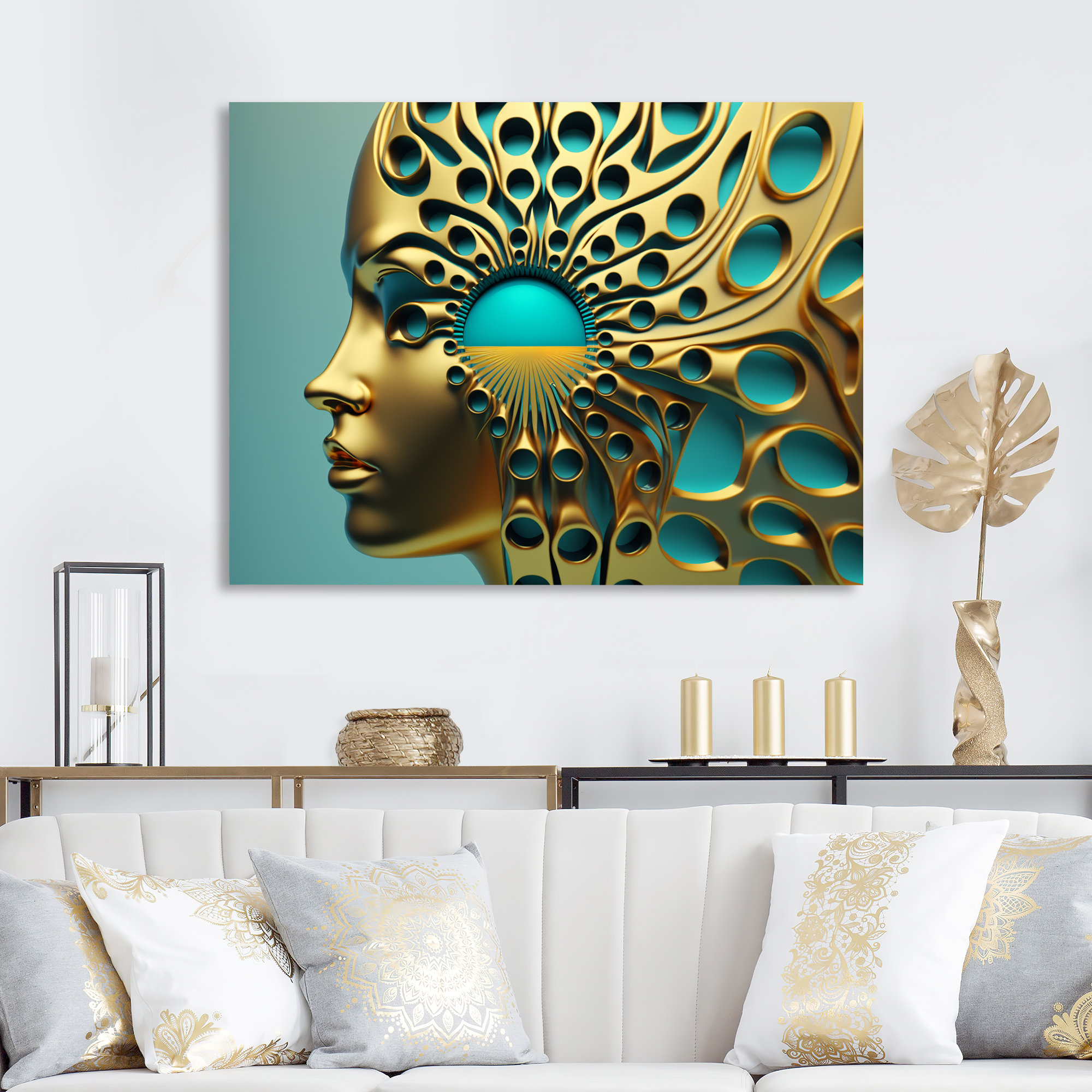Dakota Fields Hanzlah Visionary Gold And Turquoise Goddess III - Modern ...
