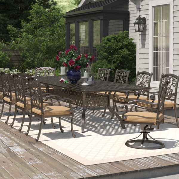 Three Posts™ Charlemont 11-Piece Patio Dining Set with Cushions and 46 ...