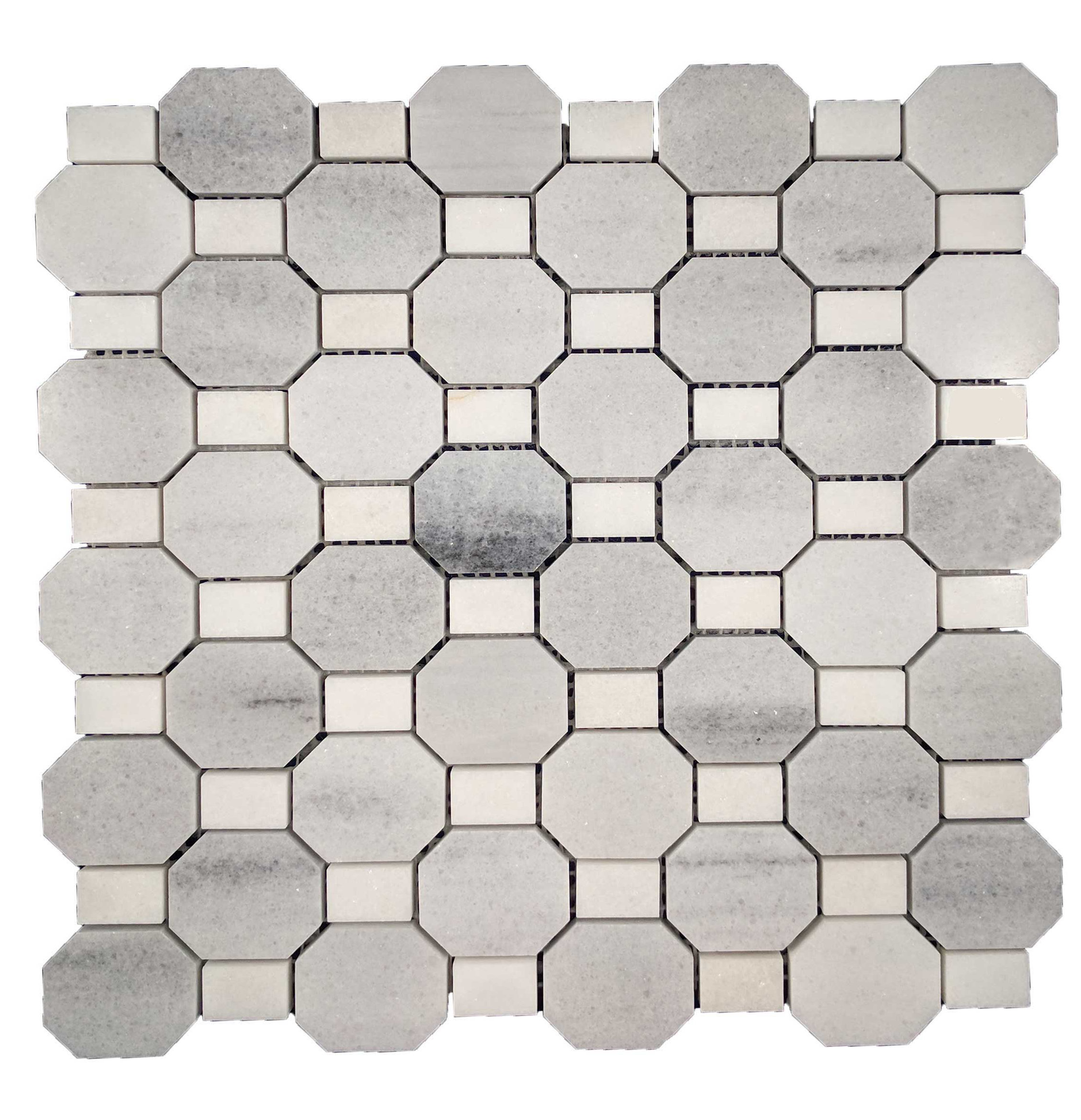 Mango Tile Tuscany 12" x 12" Marble Octagon and Dot Mosaic Wall & Floor ...