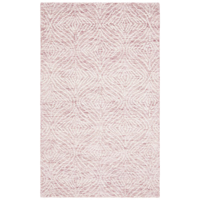 Bungalow Rose Pezanetti Abstract Handmade Tufted Wool Pink/Ivory Area ...