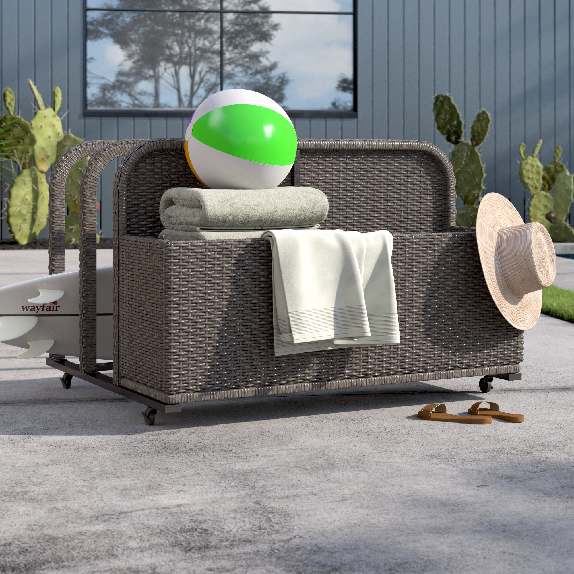 Latitude Run® Adelita 250 lb. Capacity Wicker Float Caddy Table ...