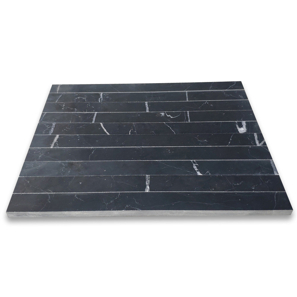 Marble Online Nero Marquina Black Marble 1X12 Border Strip Liner Tile ...