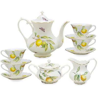 Coastline Imports 11 Piece Porcelain Tea Set & Reviews | Wayfair