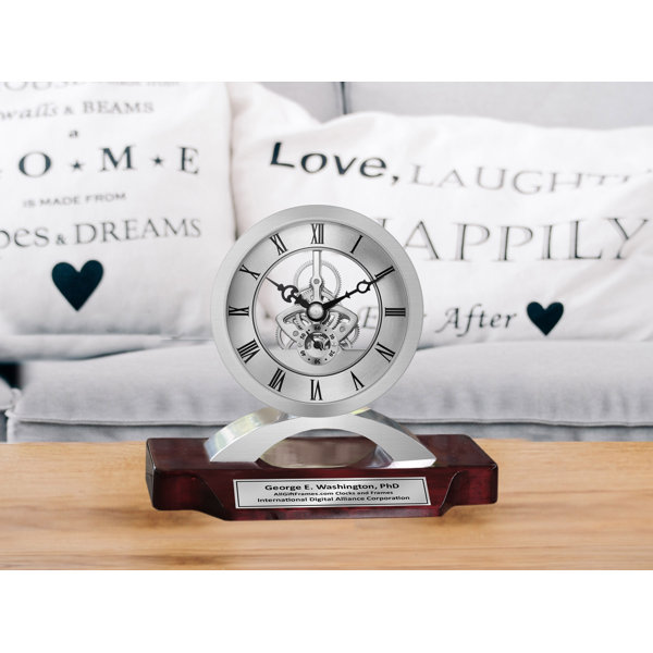 Red Barrel Studio® Personalized Engrave Clock Desk Silver Moving Gear ...