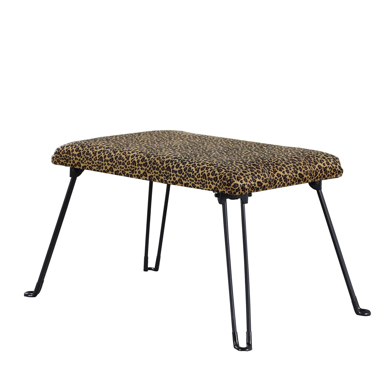 Dakota Fields Whittlesey Leopard Backless Metal Folding Vanity Stool ...