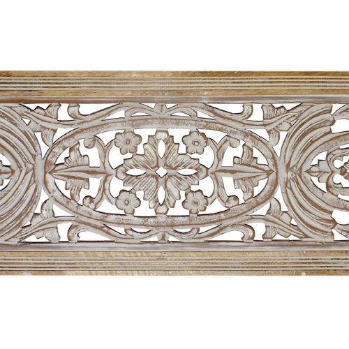 Bungalow Rose Rectangular Mango Wood Panel with Intricate Carving Wall ...