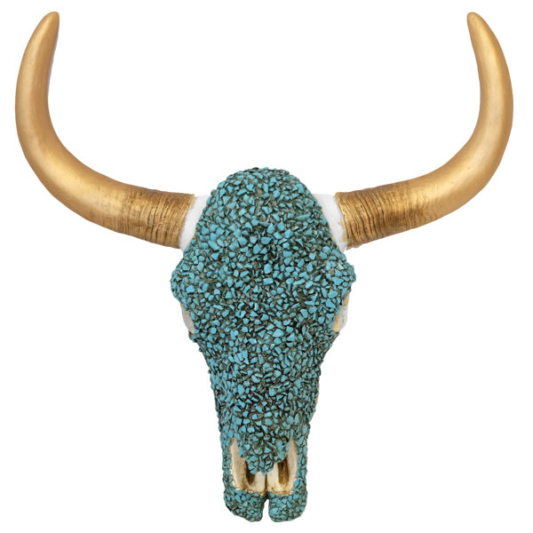 Foundry Select Southwestern Turquoise Pebble Longhorn Bull Cow Skull ...