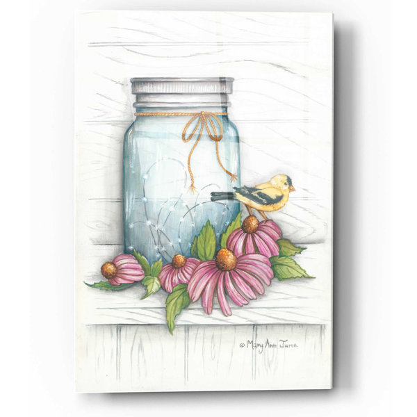 Red Barrel Studio® Epic Art 'Goldfinch And Flowers' By Mary Ann June ...