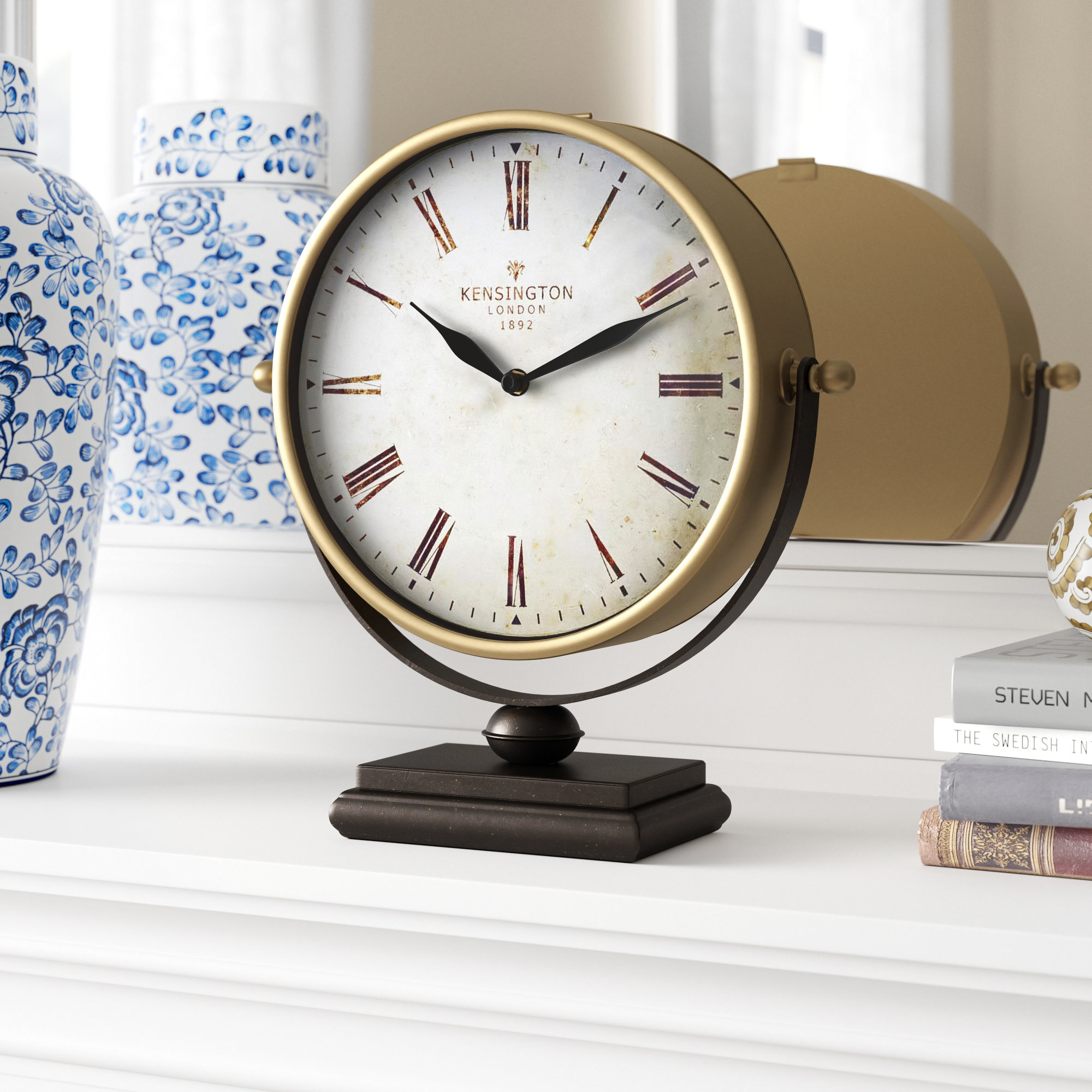 Lark Manor Gold Metal Desk Clock & Reviews | Wayfair