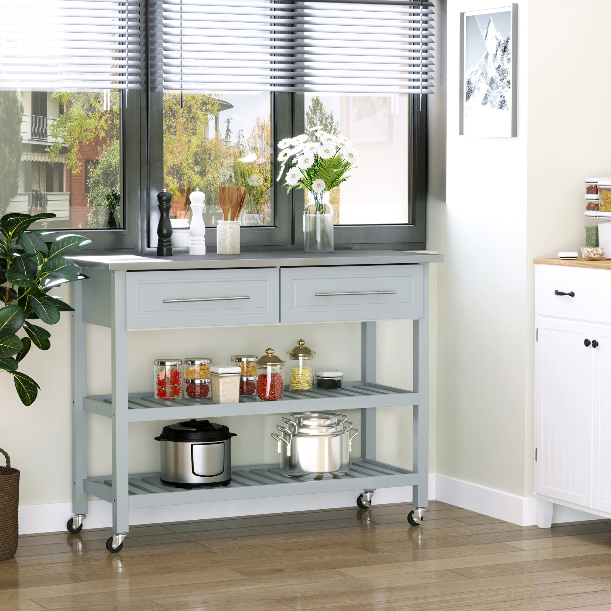 Ebern Designs London Metal Kitchen Cart & Reviews | Wayfair