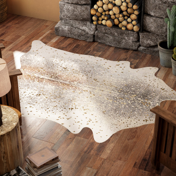Metallic-gold-cowhide-rug | Wayfair
