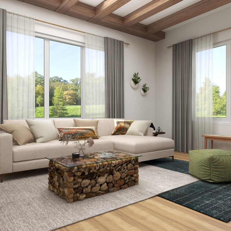 Millwood Pines Brown Wood Handmade Stacked Collage Coffee Table with ...