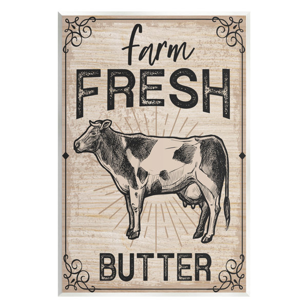 Stupell Industries Farm Fresh Butter Vintage Sign by - Graphic Art on ...