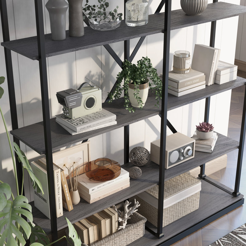 Lark Manor Calton 84.25'' H x 58'' W Steel Etagere Bookcase & Reviews ...