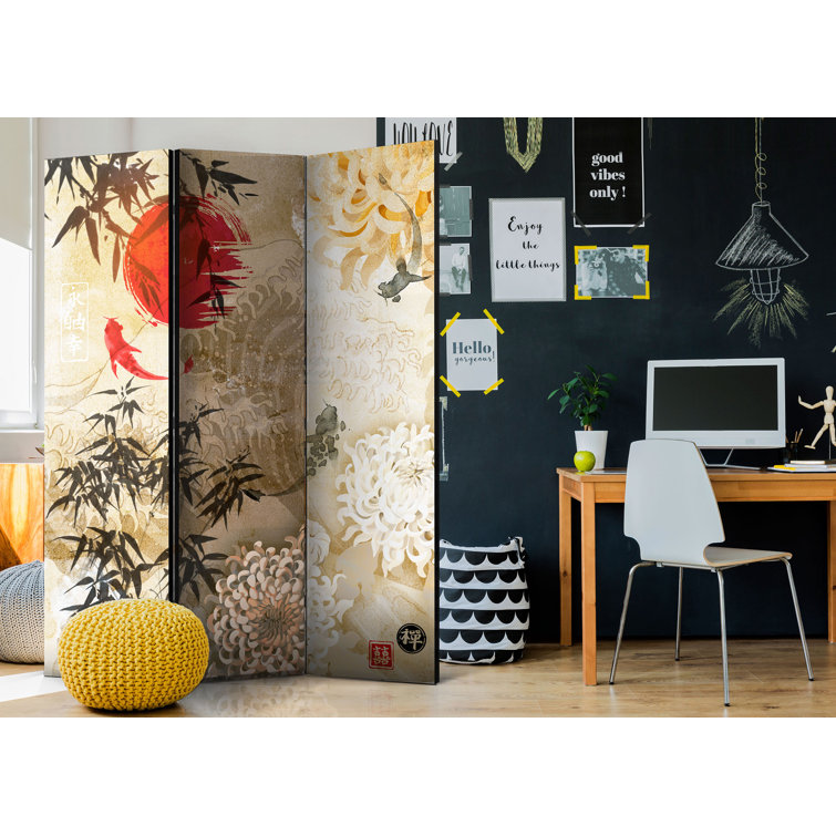 East Urban Home Gladus 172Cm W x 135Cm H 3 - Panel Solid Wood Folding ...