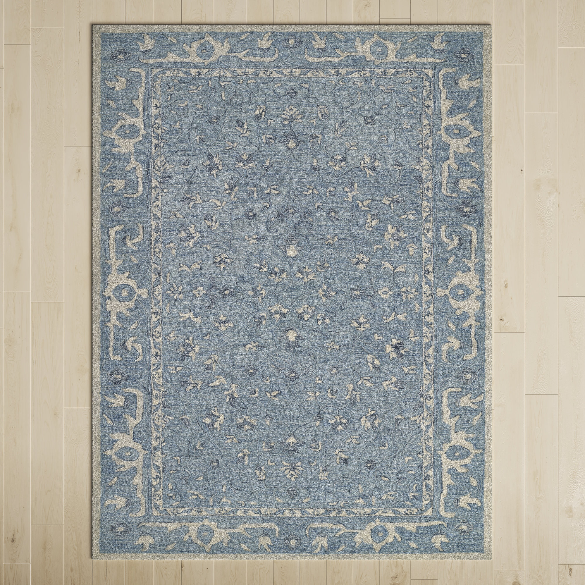 Birch Lane™ Lenville Handmade Wool Blue Rug & Reviews | Wayfair