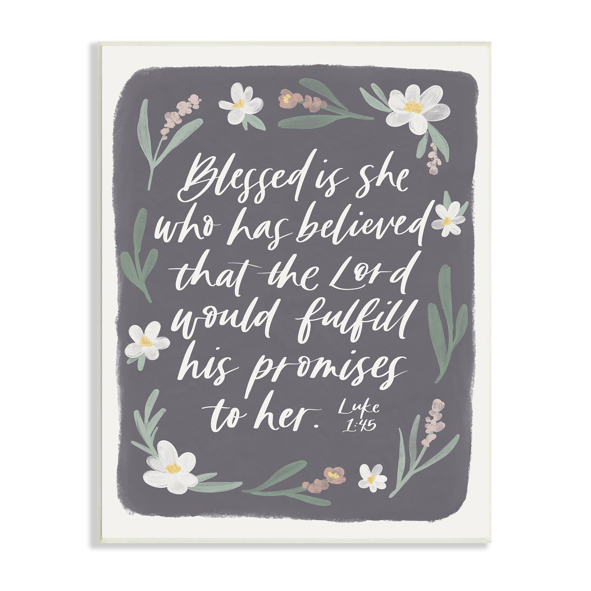 Stupell Industries Floral Religious Verse Calligraphy Script Botanical ...