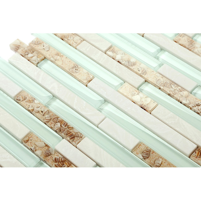 Blujellyfish Tiffany Blue Straight Edge Engineered Stone/Glass/Seashell ...