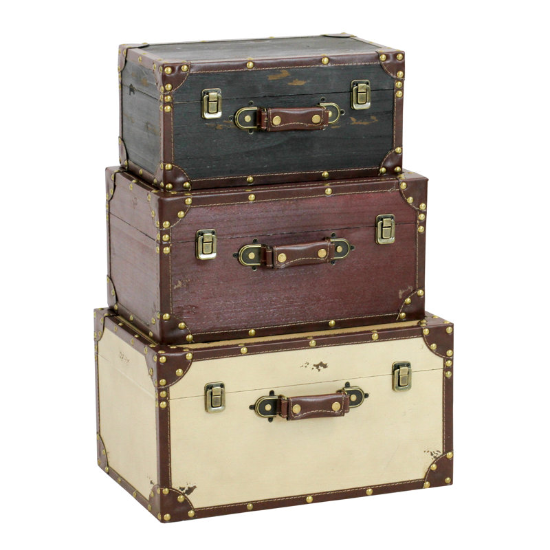 Breakwater Bay Naz 3 Piece Vintage Trunk Set & Reviews | Wayfair