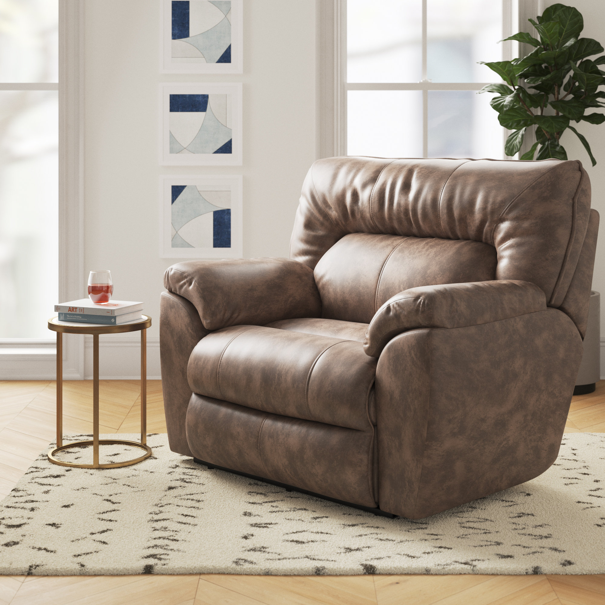 Wade Logan® Upholstered Power Recliner with USB Charging Port & Reviews ...