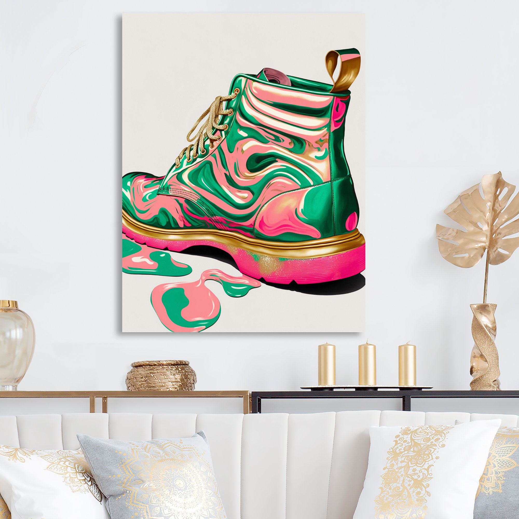 Red Barrel Studio® Pink And Green Art Deco Army Shoes Pink And Green ...