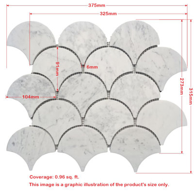 Marble Online 13" x 11" Marble Fish Scale Mosaic Wall & Floor Tile ...