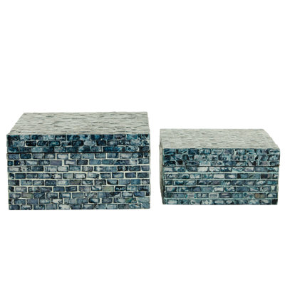 Dovecove Shell Mosaic Patterned Wood 2 Piece Decorative Box Set ...