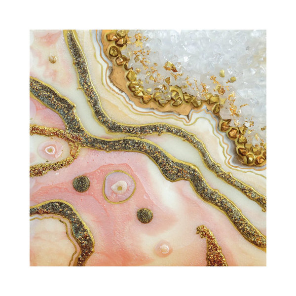 Highland Dunes Gold Pink Rose Geode | Wayfair.co.uk