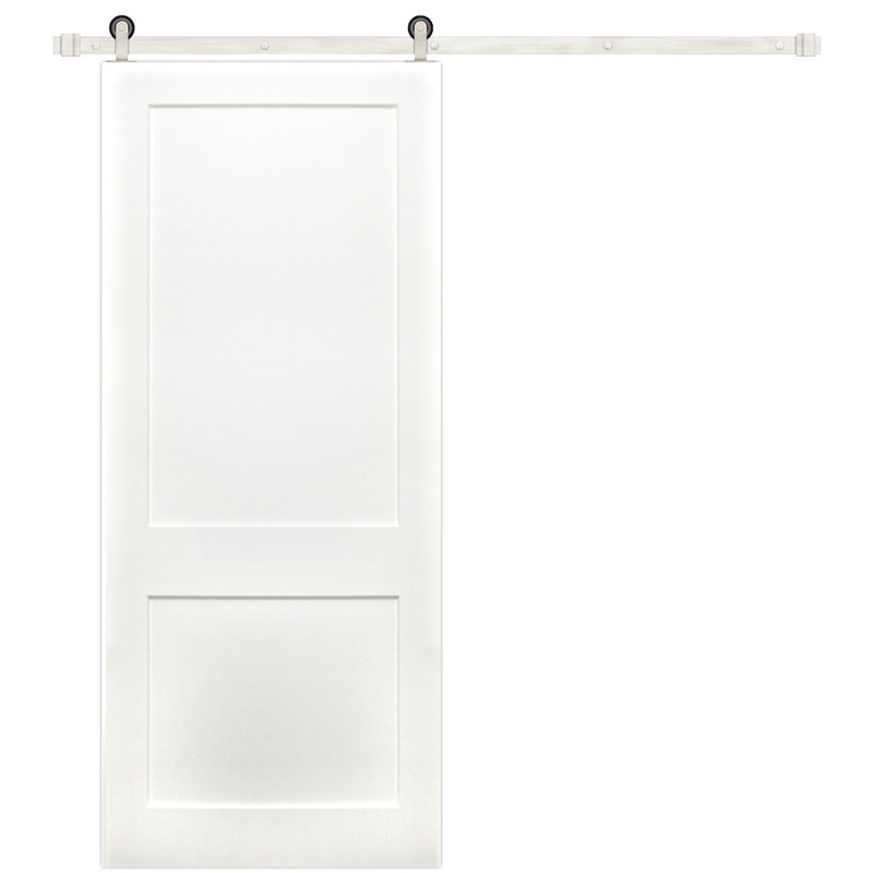 CreativeEntryways Paneled Wood Primed Shaker Barn Door with ...