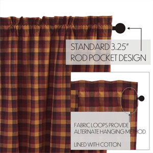 Loon Peak® Drancy Plaid Cotton Tailored Window Valance in Burgundy ...