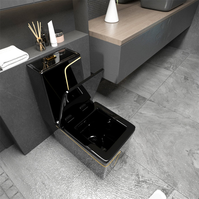 WATERMONY 1.98 Gallons Per Minute GPF Elongated Height Floor Mounted ...