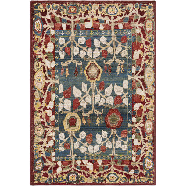 Bungalow Rose Hasrat Performance Navy/Khaki Rug & Reviews | Wayfair