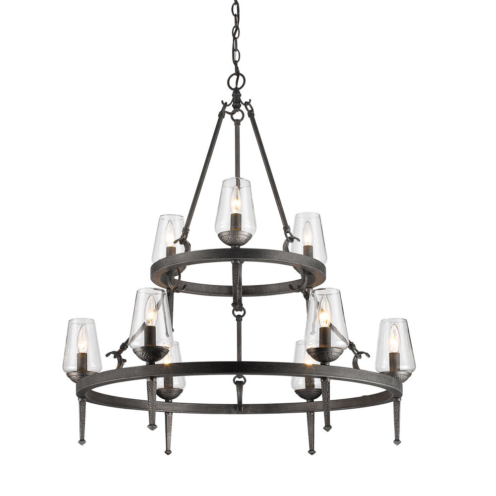 Loon Peak® Wooler 9 - Light Dimmable Wagon Wheel Chandelier & Reviews ...