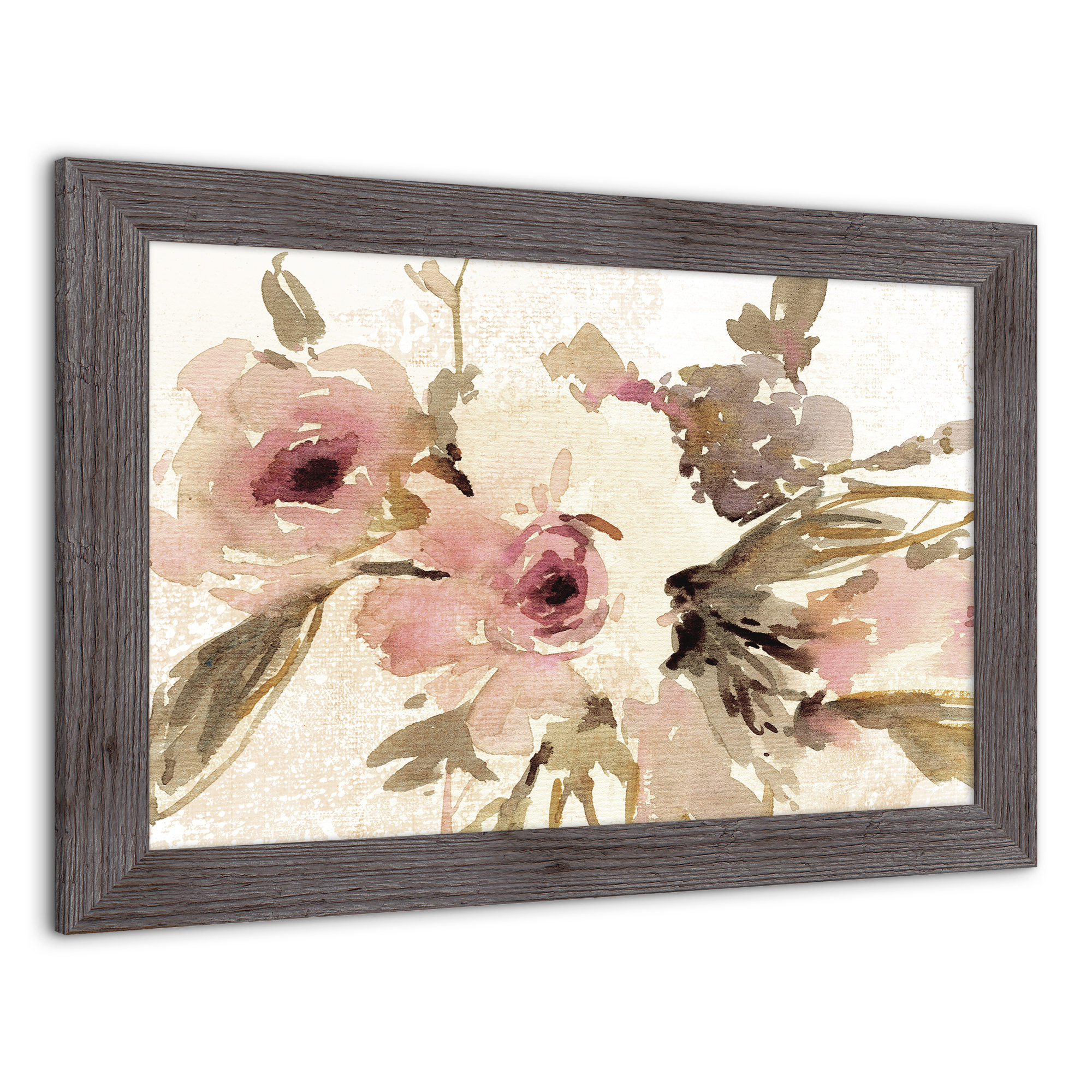 Red Barrel Studio® Pink Flowers - Picture Frame Painting on Canvas ...