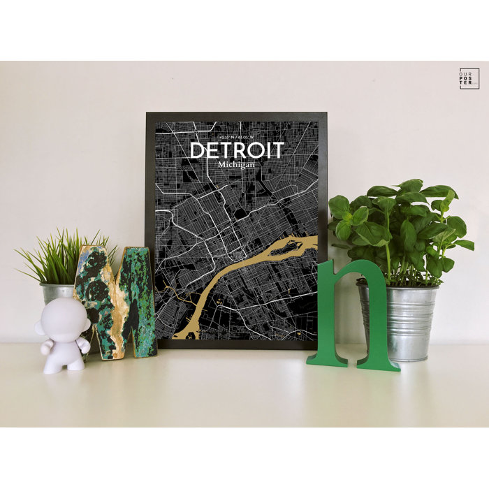 OurPoster.com Detroit City Map - Panoramic Graphic Art | Wayfair