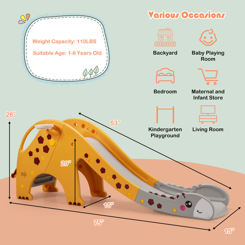 Gymax Kids Slide with Basketball Hoop Slide & Reviews | Wayfair